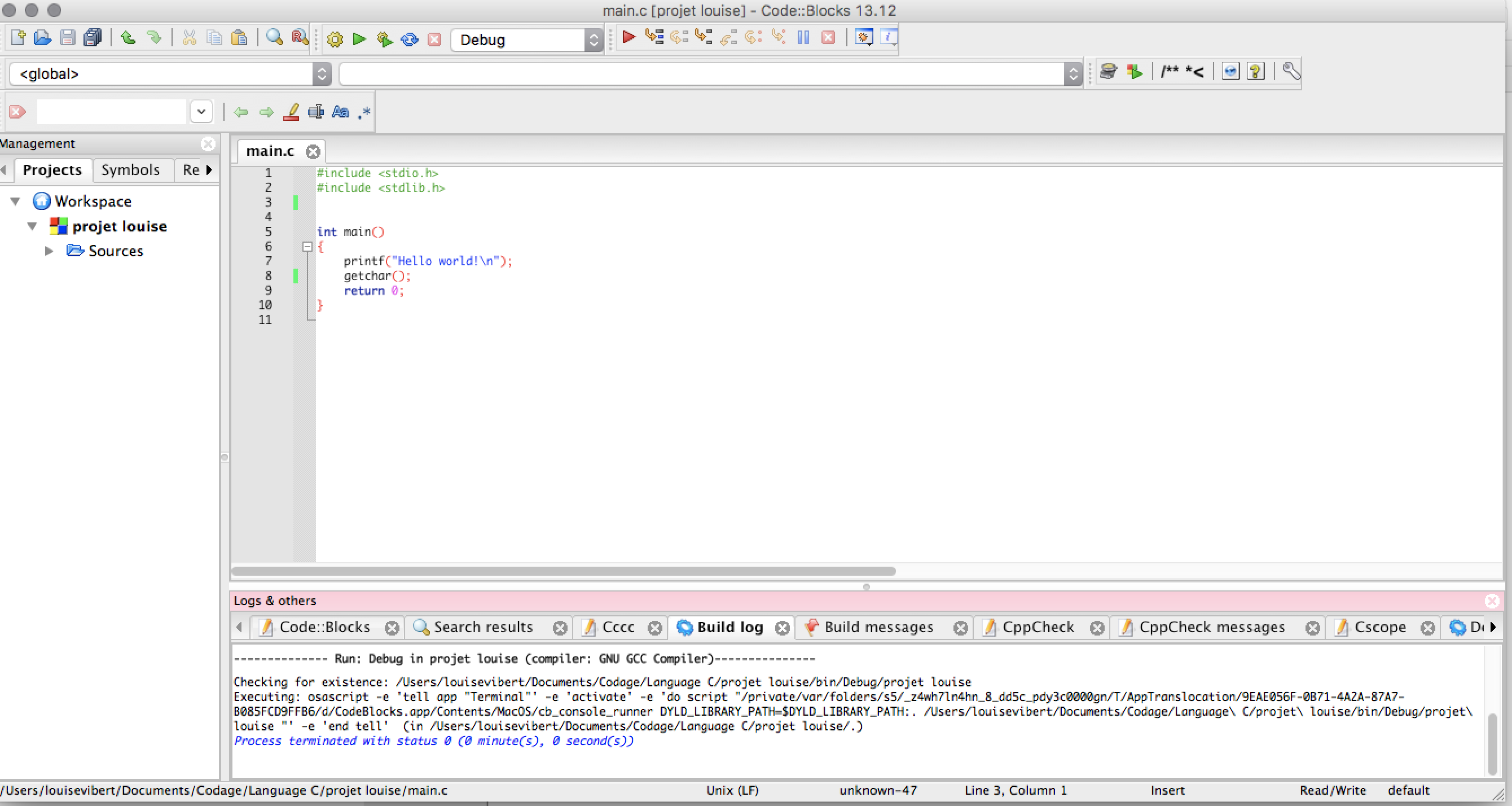 Problème avec printf sur Code Block par LouiseVibert - page 1 - OpenClassrooms